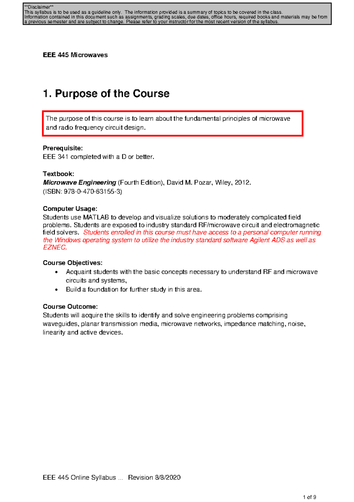 EEE 445 - Syllabus - EEE 445 - ASU - Studocu
