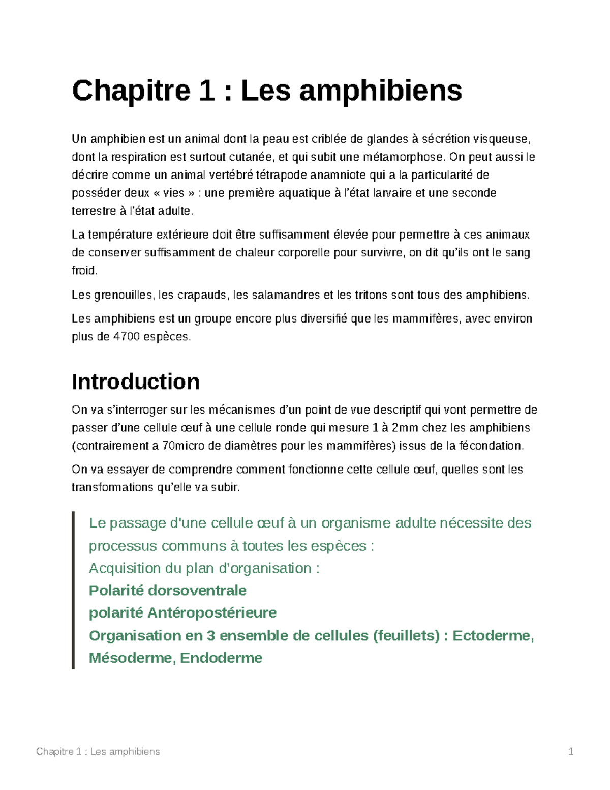 Chapitre 1 Les amphibiens - Chapitre 1 : Les amphibiens Un amphibien ...