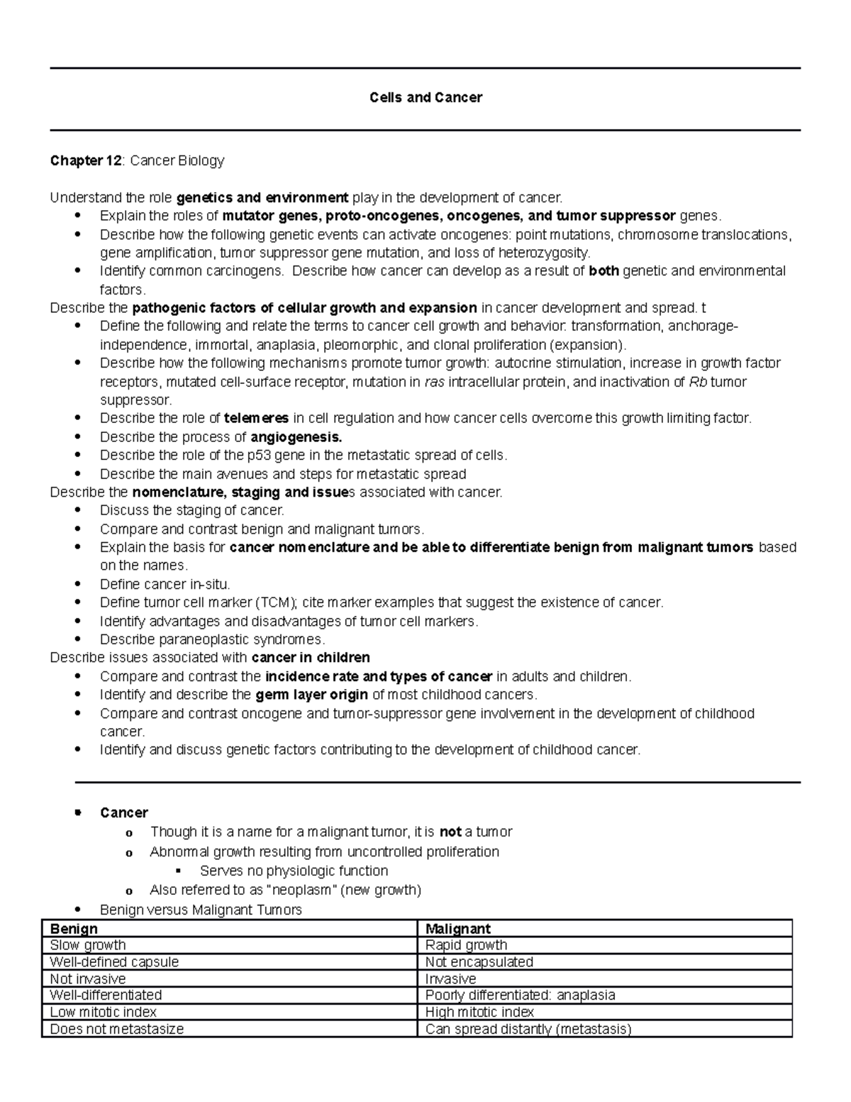 Cells + Cancer - Cells and Cancer Chapter 12: Cancer Biology Understand ...