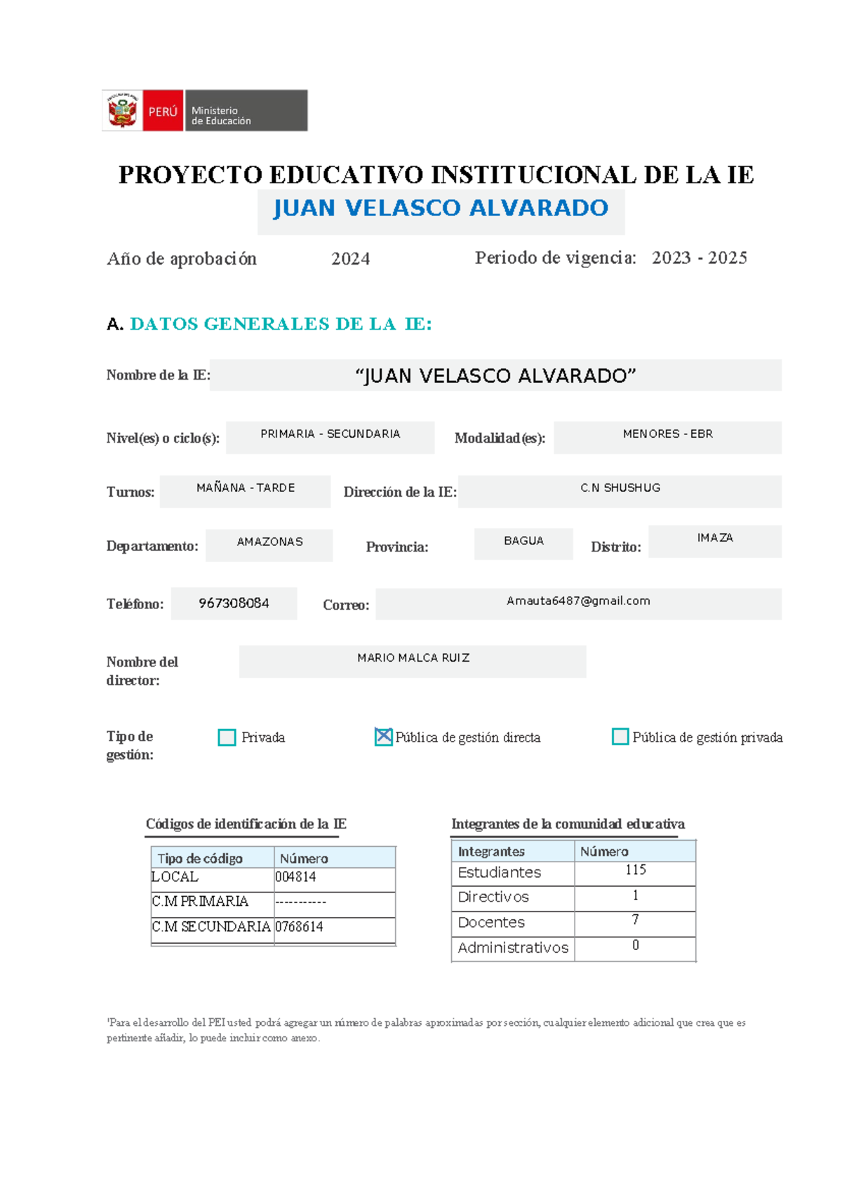 2. PEI JVA 2024 - el PEI es un documental que tiene cada institución ...