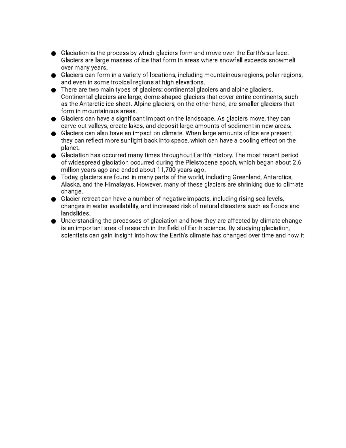 Glaciation notes - Glaciation is the process by which glaciers form and ...