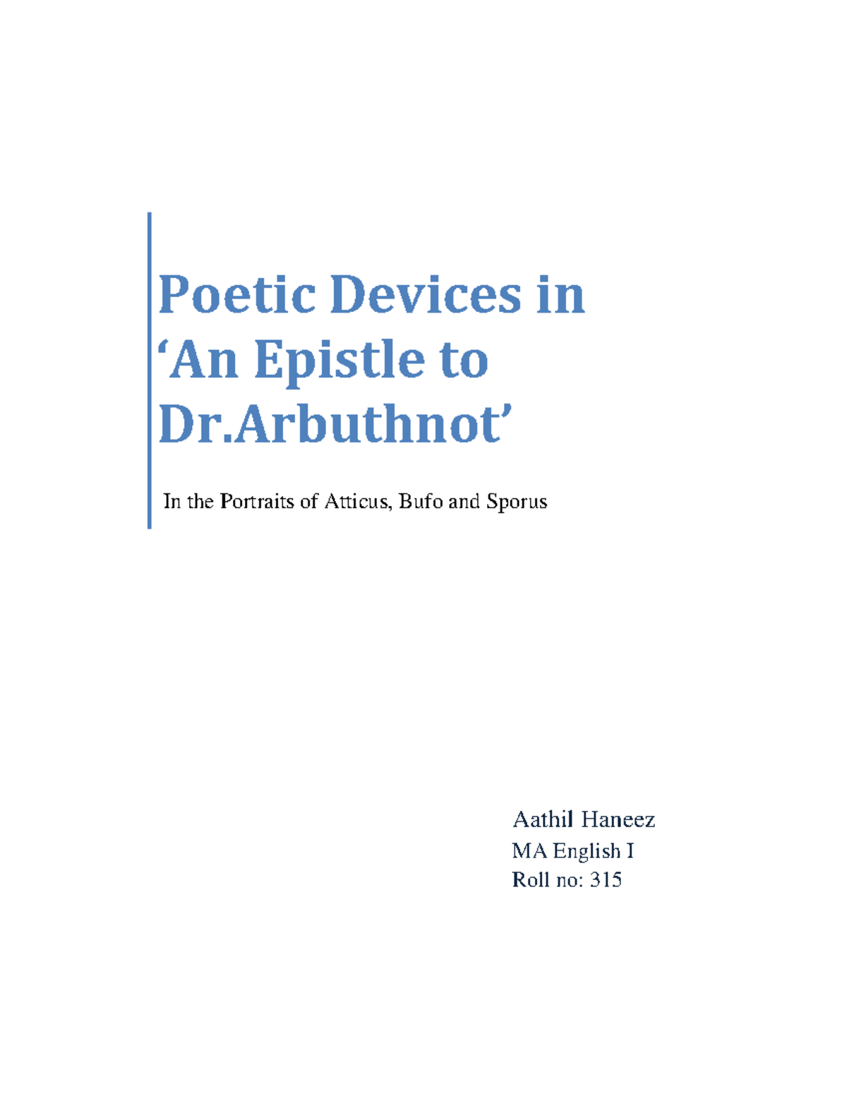 Poetic Devices in "An Epistle to Dr Arbuthnot" - Poetic Devices in ‘An ...