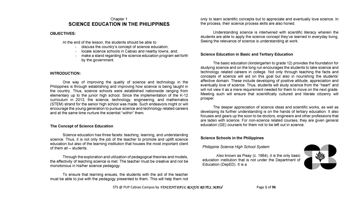 STS Lecture topics - STS @ PUP Cabiao Campus by VINCENT PAUL ROQUE ...