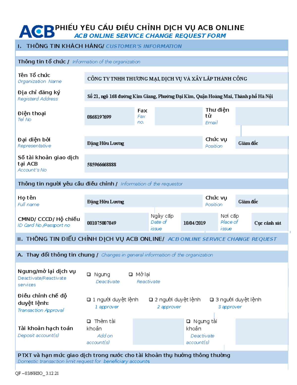 4 QF - 03 - NHSO Phieu yeu cau dieu chinh dich vu ACBO KHD 01 - PHIẾU ...