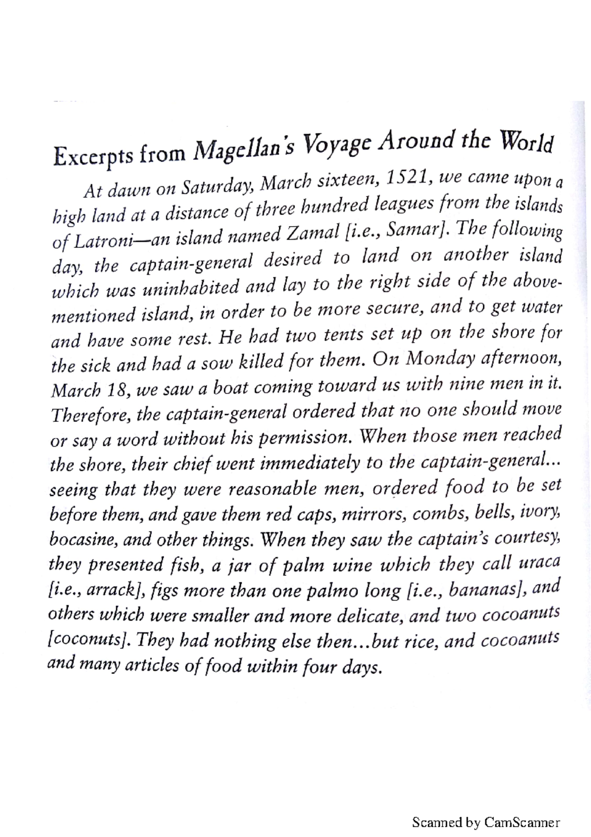 Pigafetta Magellans Voyage Around the World - Reading in the Philippine ...