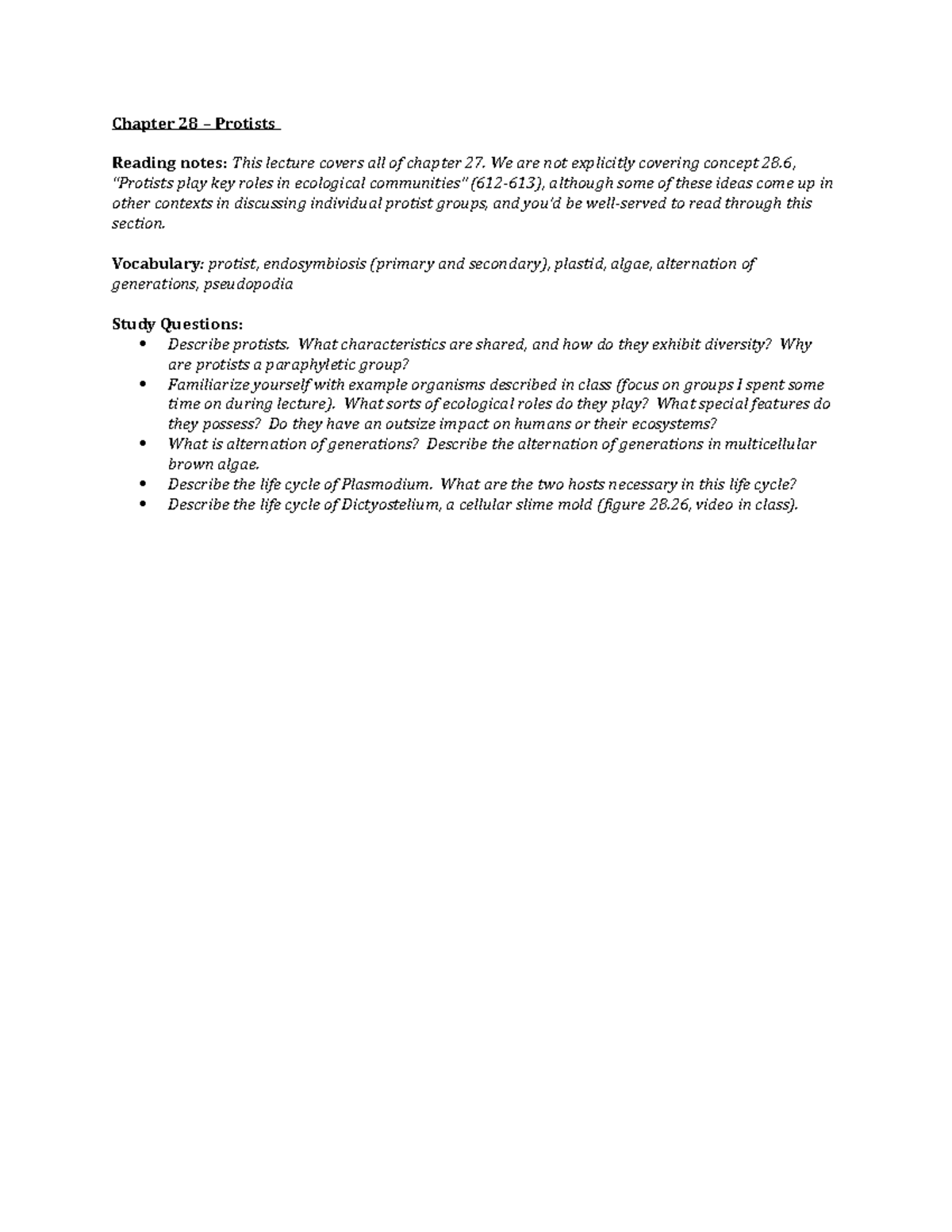 Study Guide 28 - Notes for Exams 1,2,3,4 and Final - Chapter 28 ...