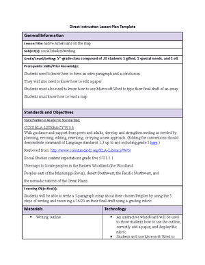 D091 Task 2 - C732 - Direct Instruction Lesson Plan Template General ...