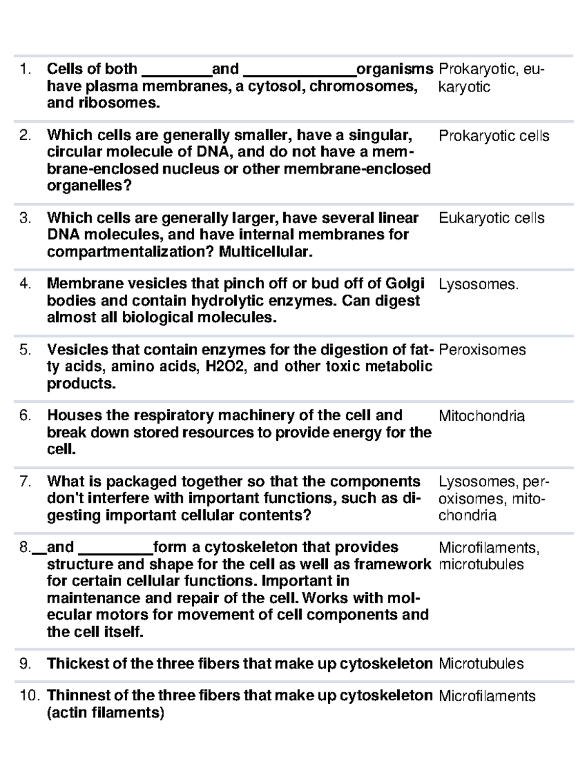 BIO 181 Quiz 2 - Quiz 2 for General Biology I for Professor Hensley ...