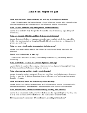 Make it stick chapter 2 Summary - Make it stick chapter 2 Summary Chapter 2 of "Make it - Studocu