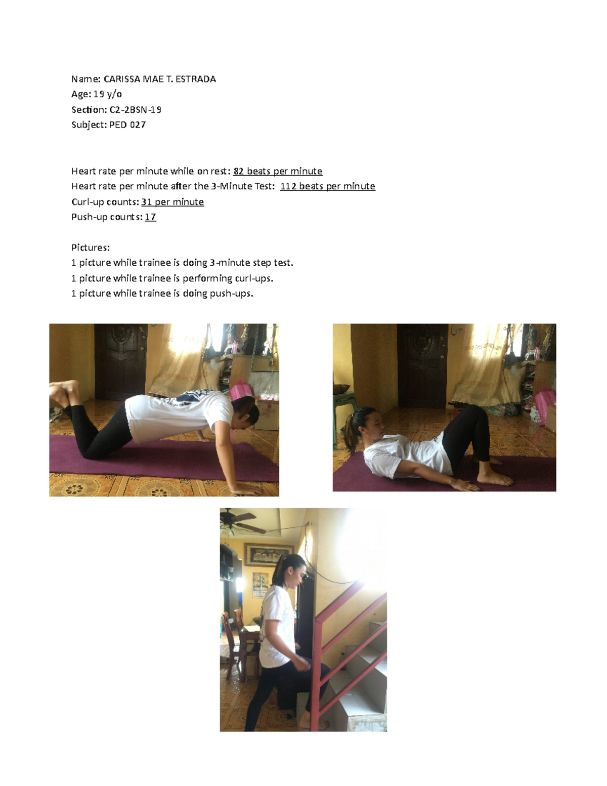 Ped 028 Physical Education- Activity 2 and 3 - Name: CARISSA MAE T ...