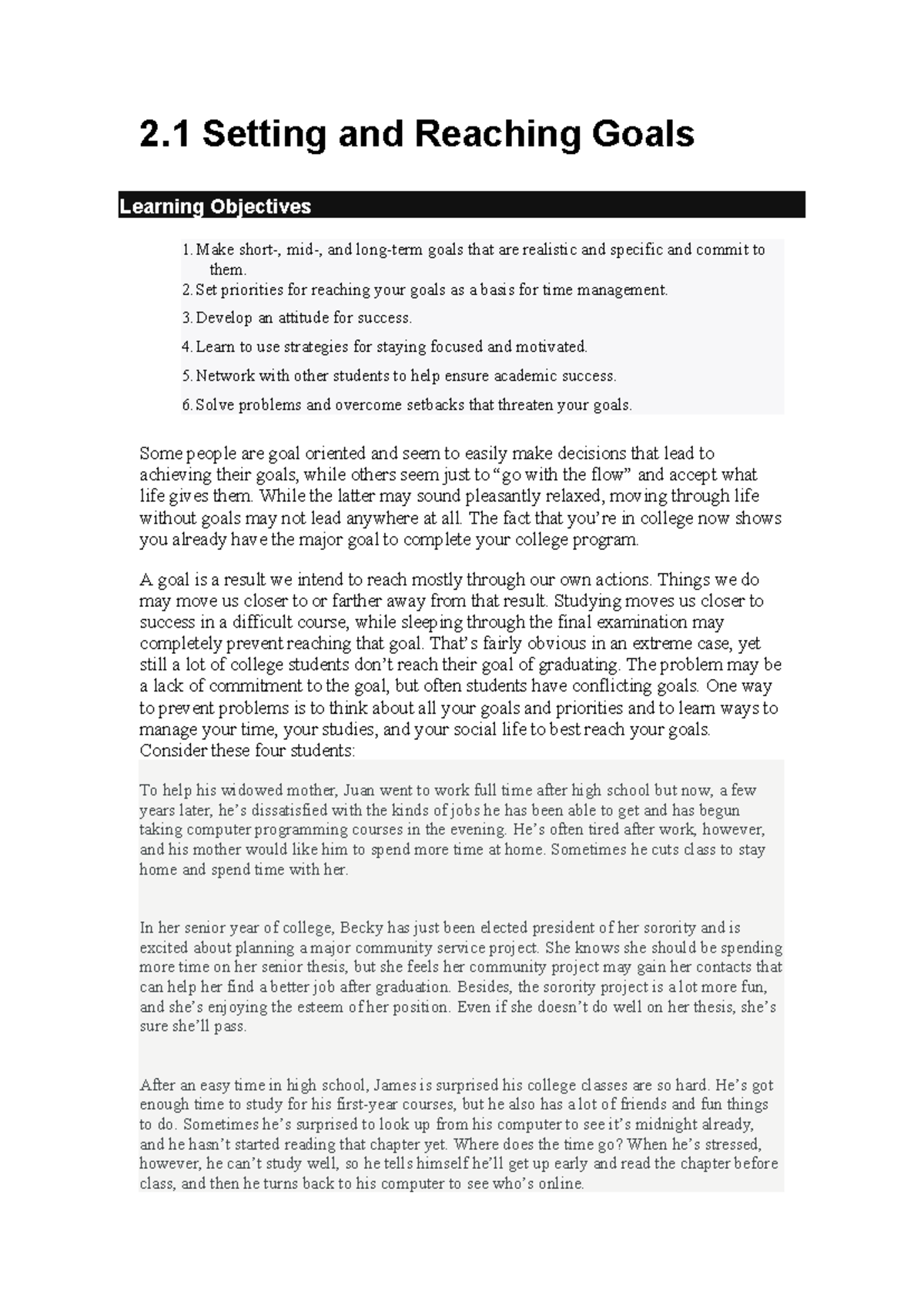 Setting and reaching goals - 2 Setting and Reaching Goals Learning ...