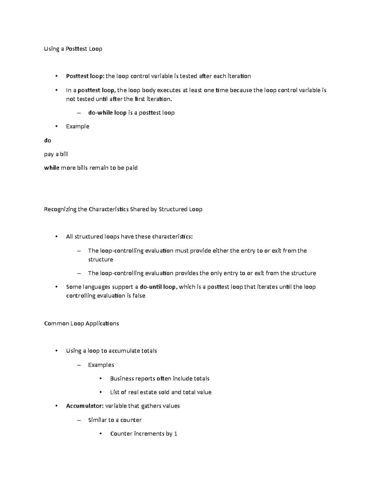 COP loops pt 3 - Lecture and Powerpoint notes pt 3 - Using a Posttest ...