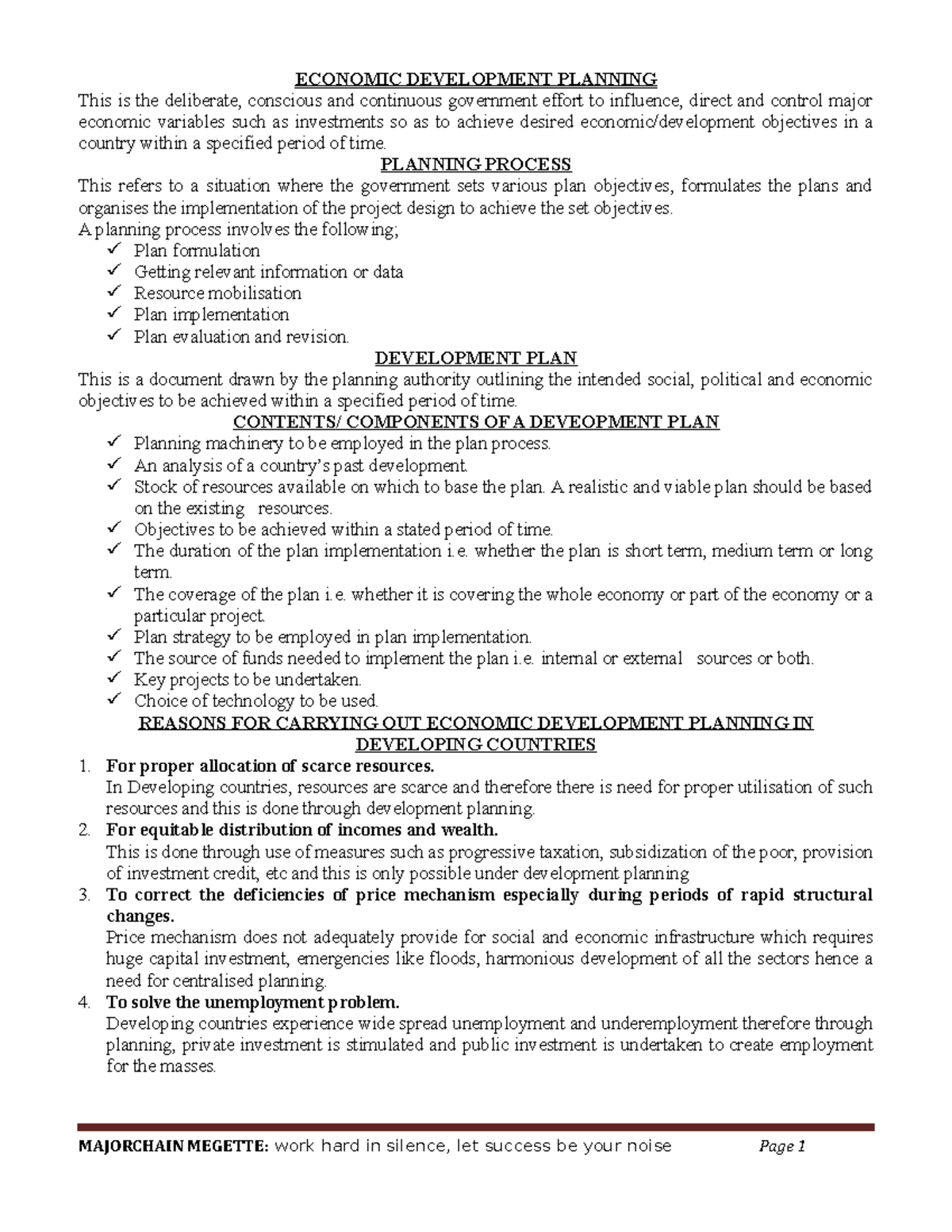 13. Economic Development Planning - ECONOMIC DEVELOPMENT PLANNING This ...