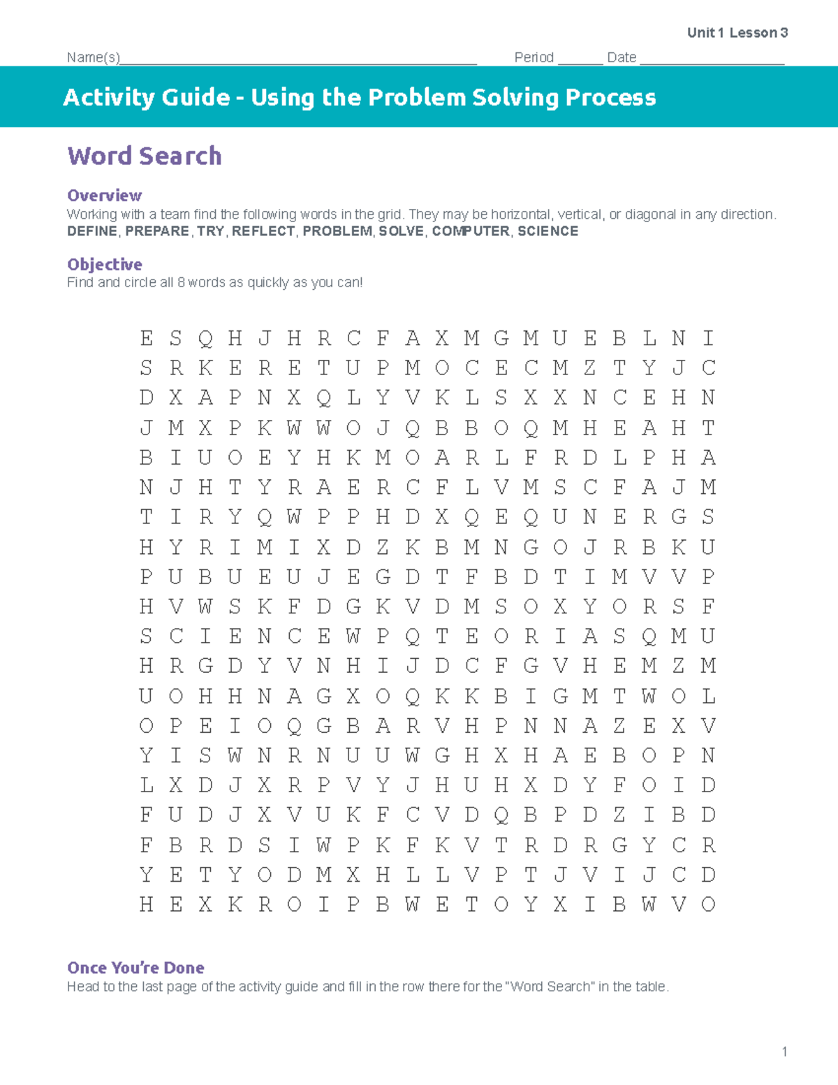 Hezekiah Dawkins - U1L03 Activity Guide - Using the Problem Solving ...