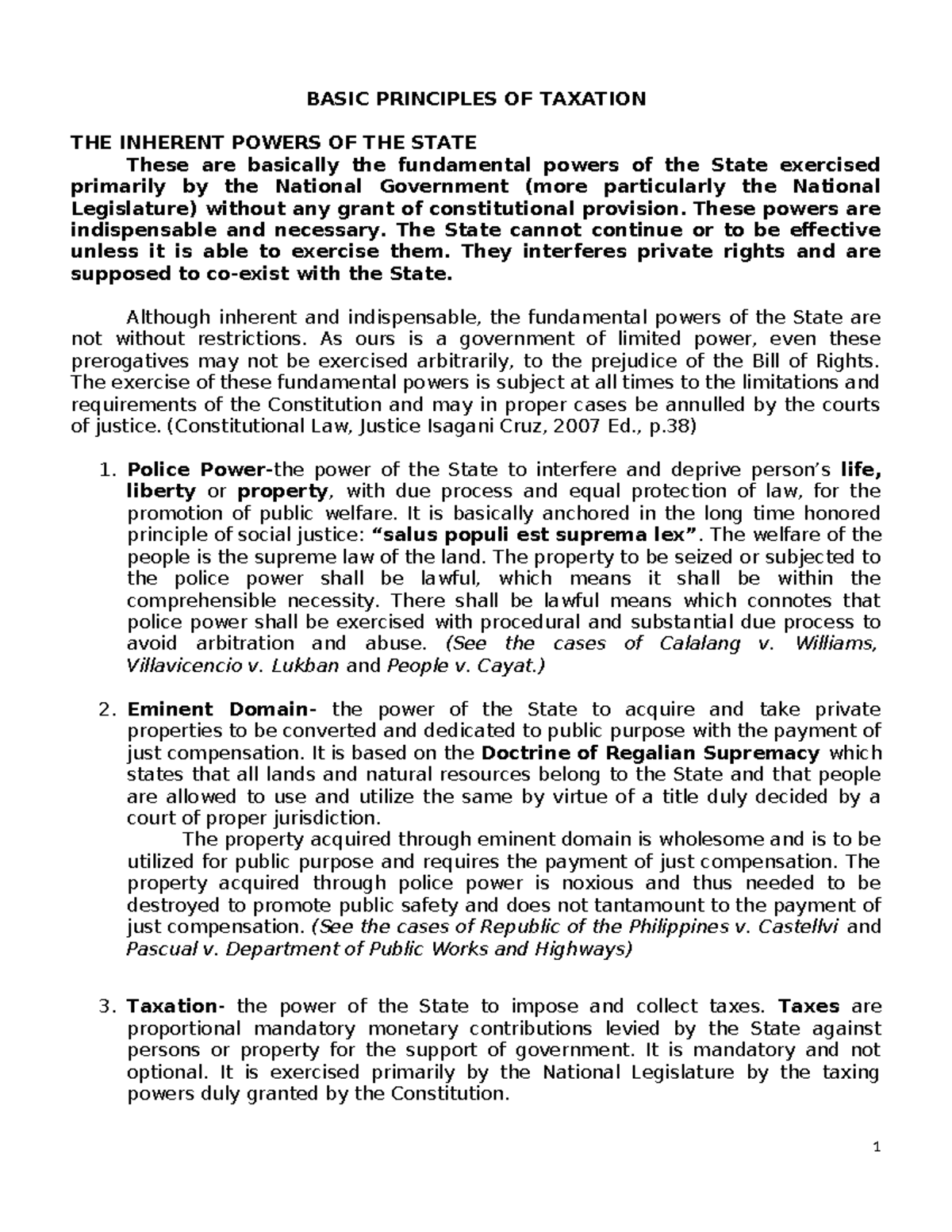 Basic Economics - BASIC PRINCIPLES OF TAXATION THE INHERENT POWERS OF ...