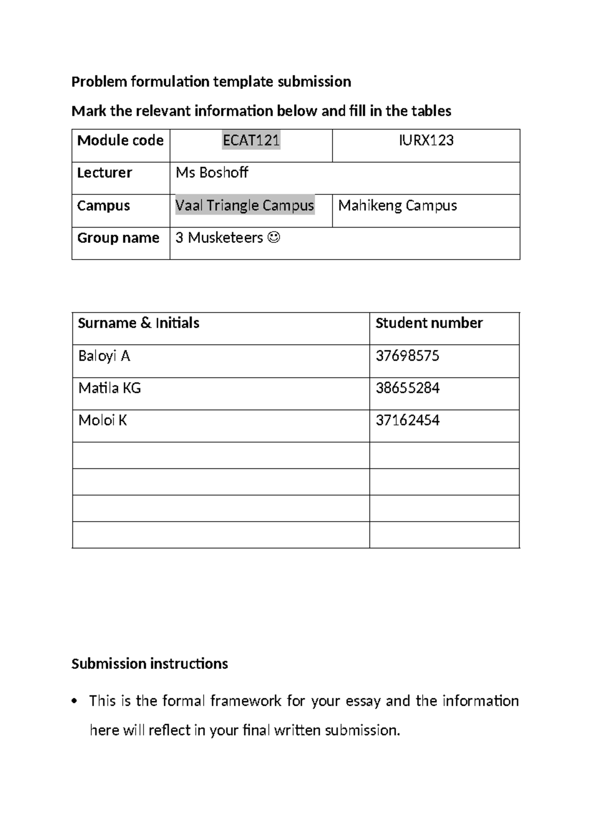 ECAT 121 37698575 38655284 37162454 Problem formulation - Problem ...
