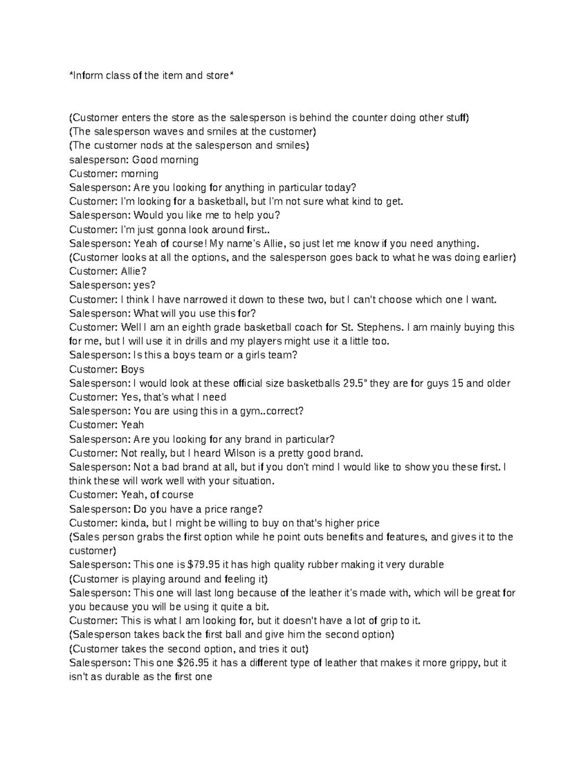 Copy of Allie Wells - Create a Script for your Sales Presentation ...