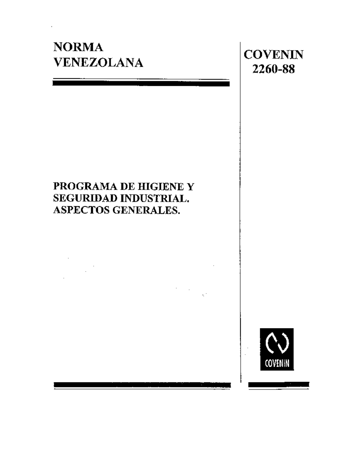 Covenin 2260-88 - detalles - Ingeniería del Software - Studocu