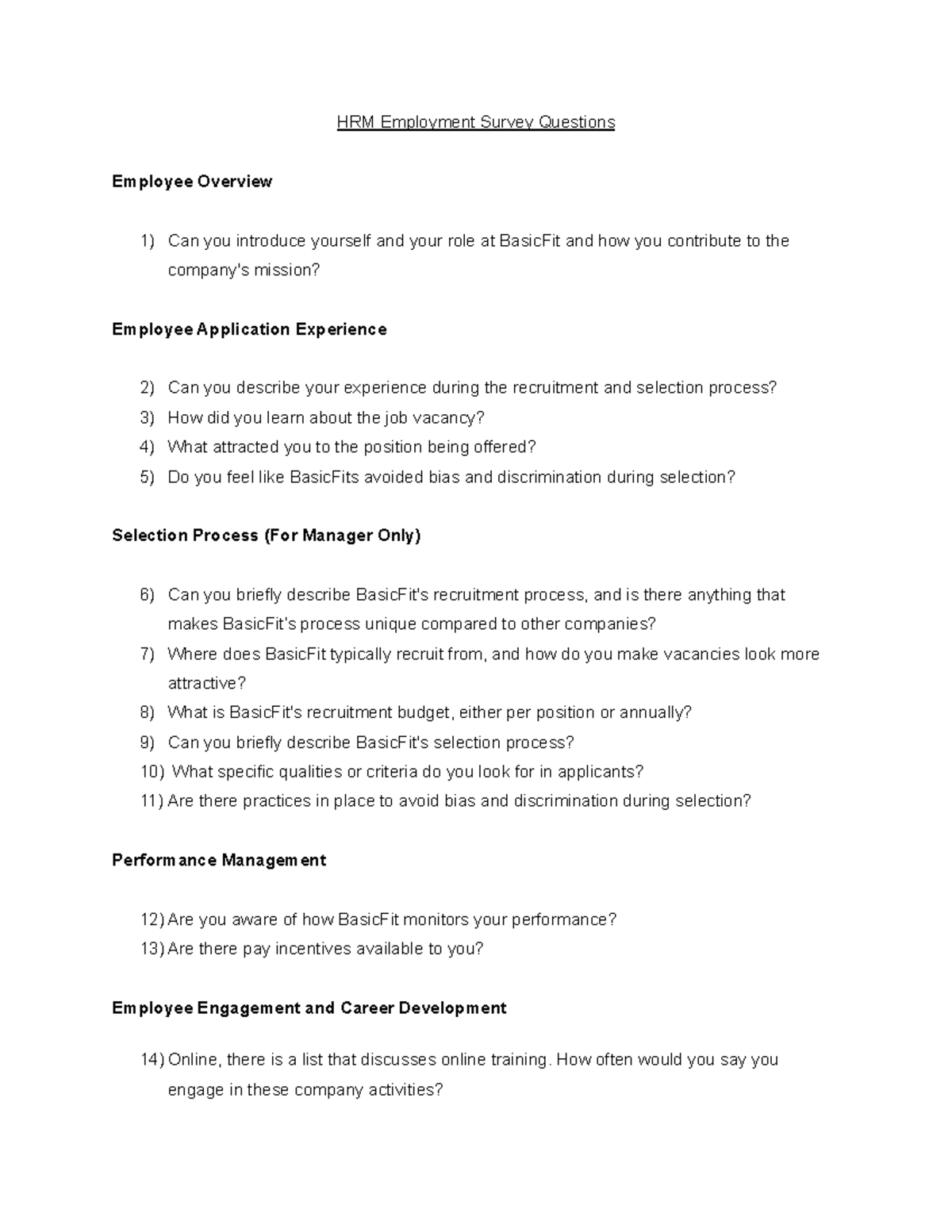 HRM Employment Survey Questions - HRM Employment Survey Questions ...