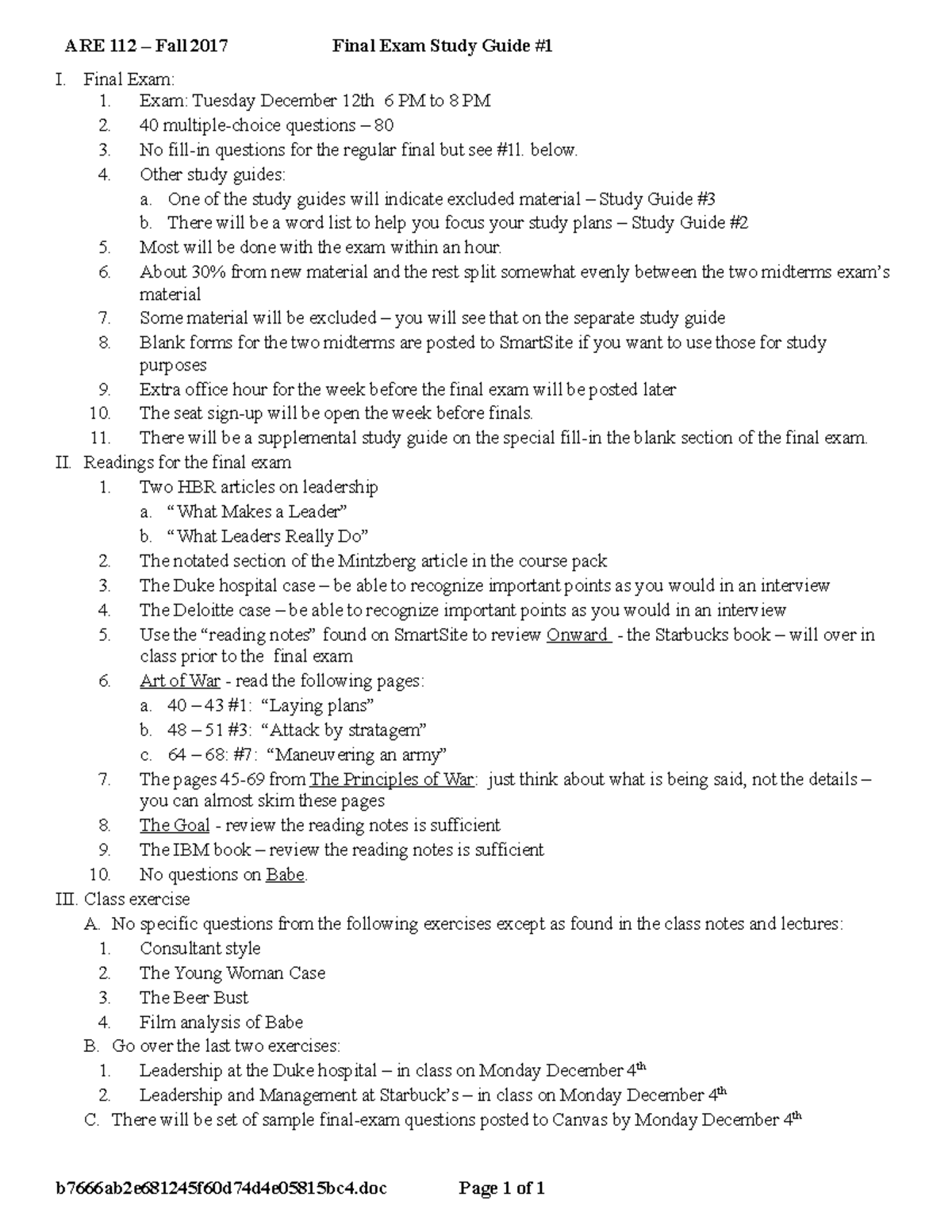 ARE112 Fa17 Final Study Guide 01 - ARE 112 – Fall 2017 Final Exam Study ...