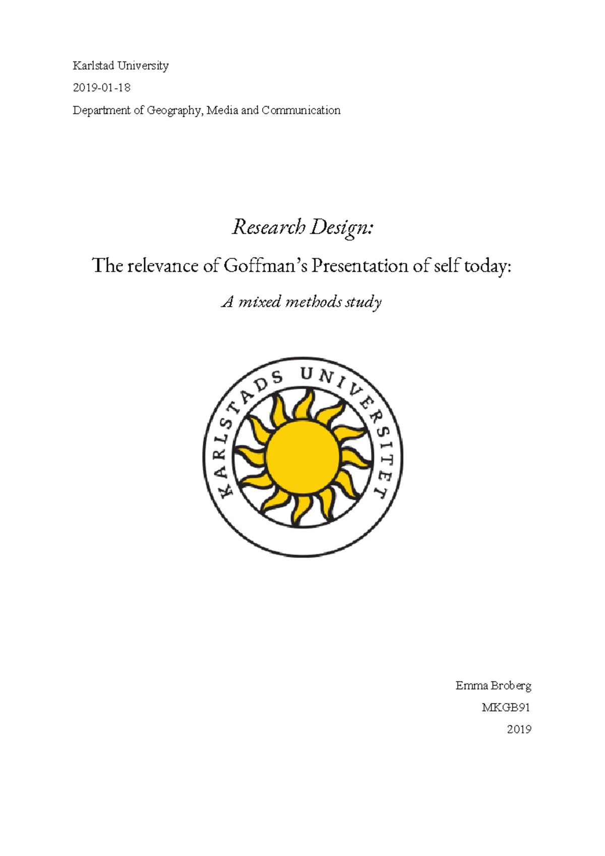 Research Design Emma Broberg - Karlstad University 2019-01- Department ...