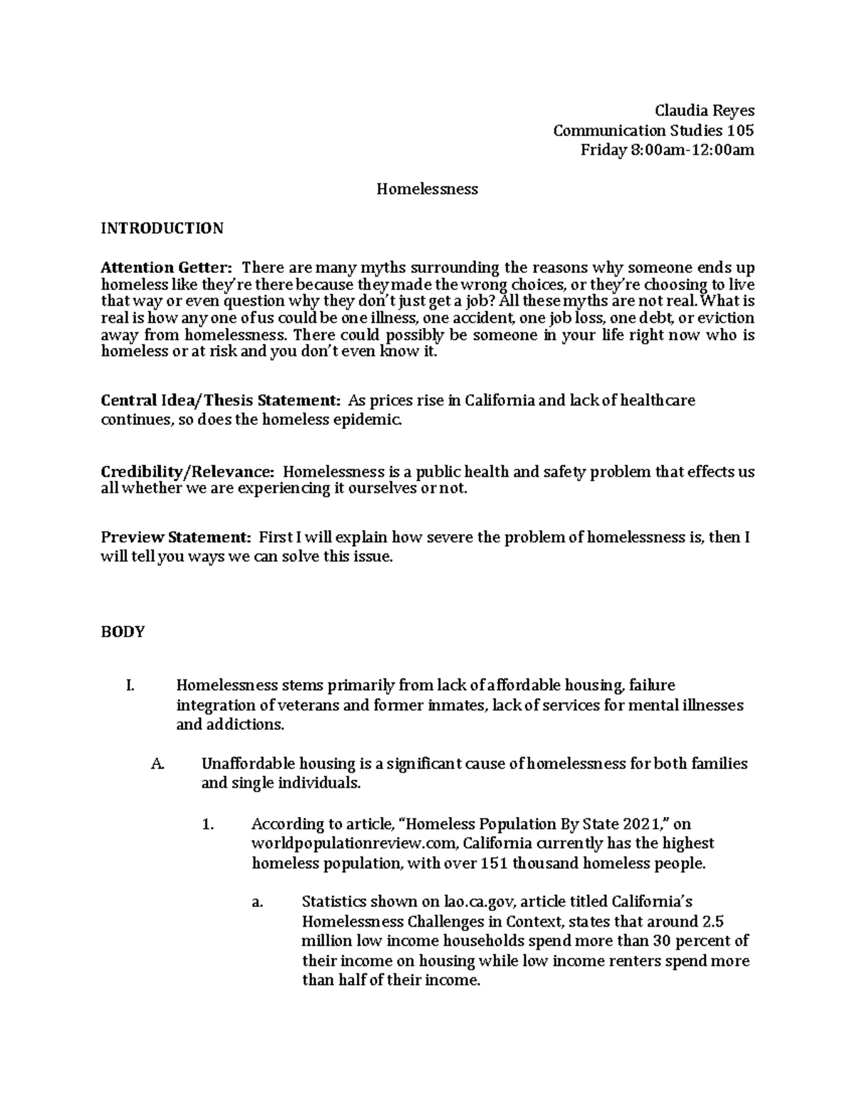 Speech Outline Template Problem-Solution copy 2 - Claudia Reyes ...