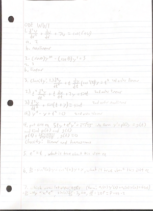 Classifying Types of Differential Equations (3-15) - ODE Order L or NL ...