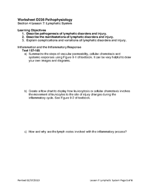 Lesson 11 Endocrine System - Worksheet D236 Pathophysiology Section 7 ...
