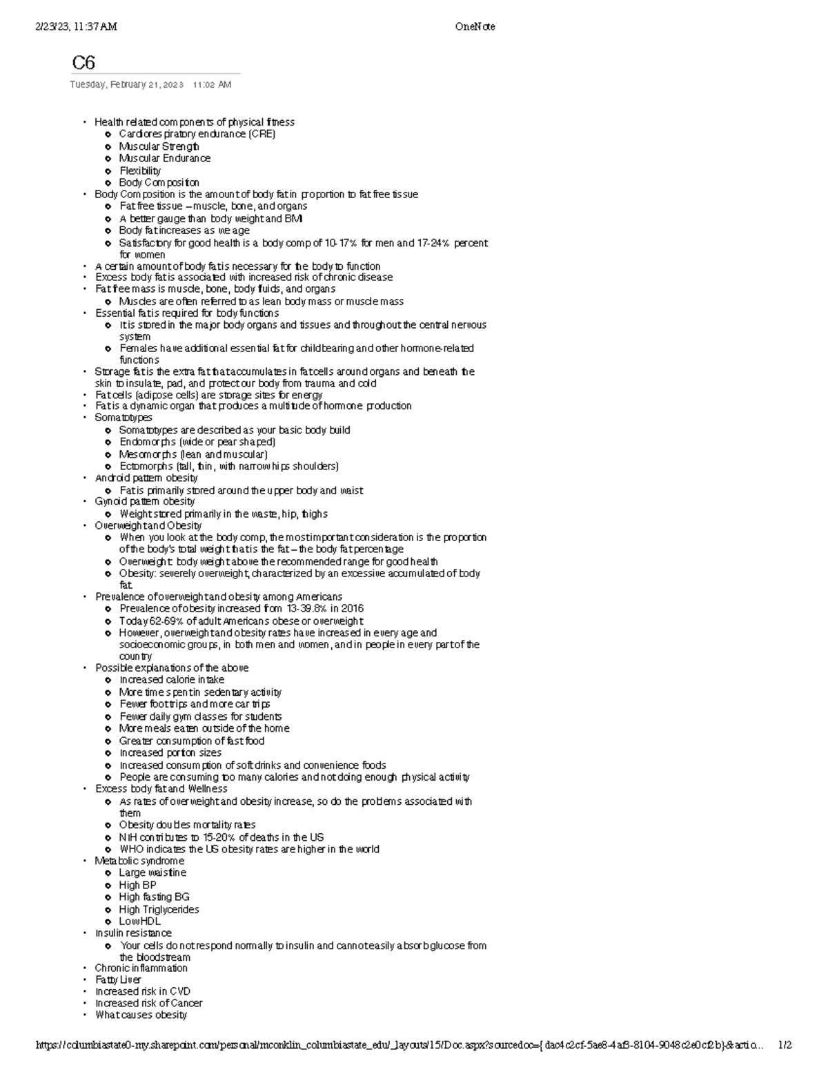 C6elw - c6 notes, perry - 2/23/23, 11:37 AM OneNote - Studocu