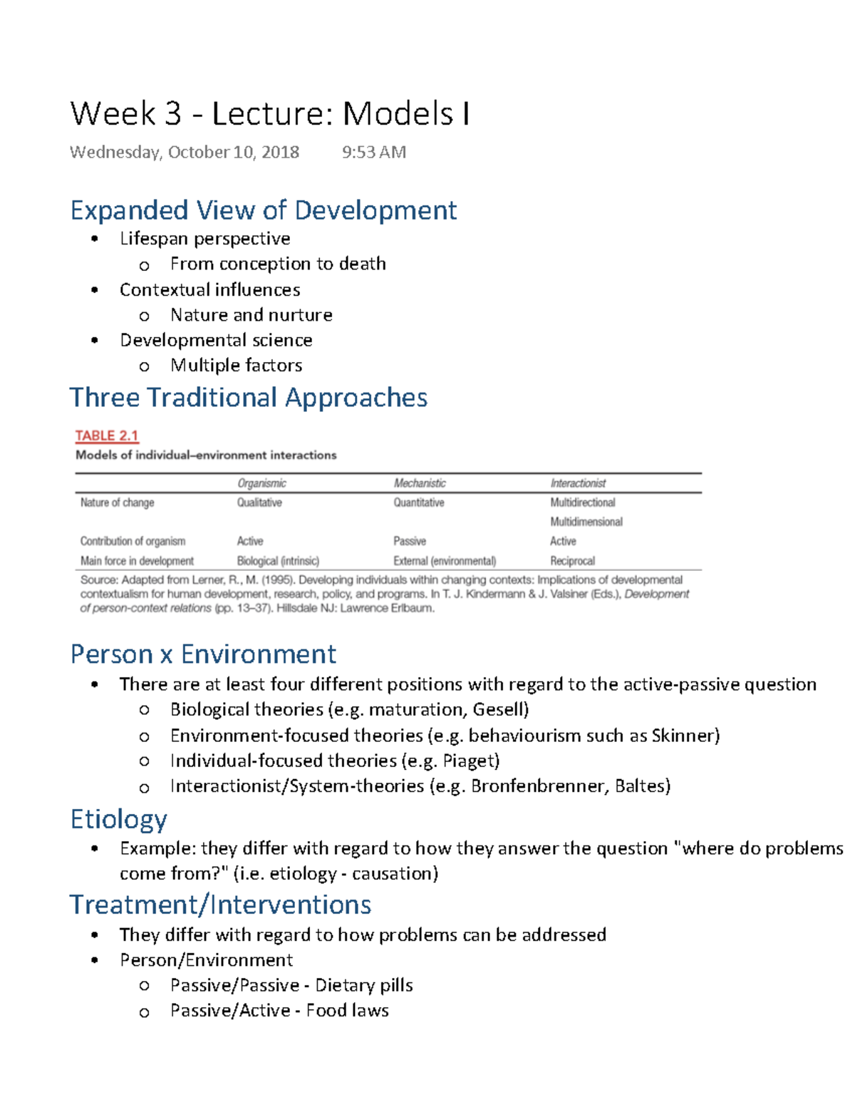 Week 3 - Lecture Models I - PSYC2190 - Studocu