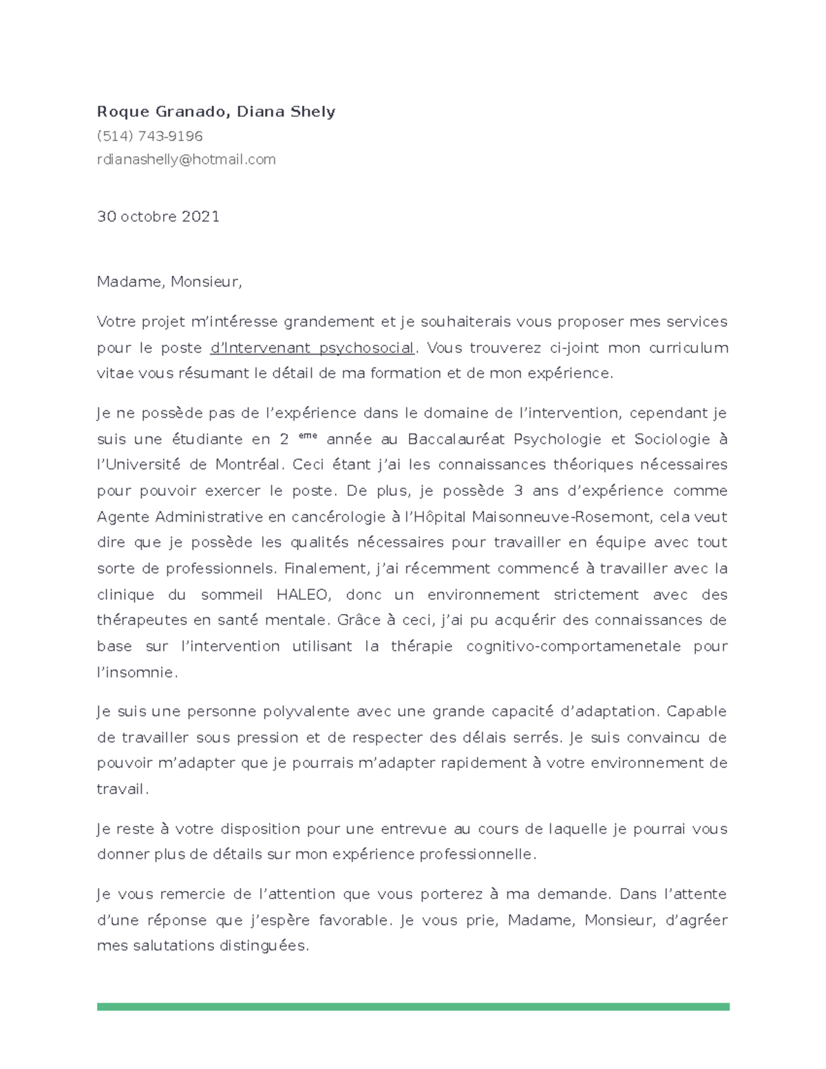 Lettre de presentation Intervenant - Roque Granado, Diana Shely (514) 743- rdianashelly@hotmail ...