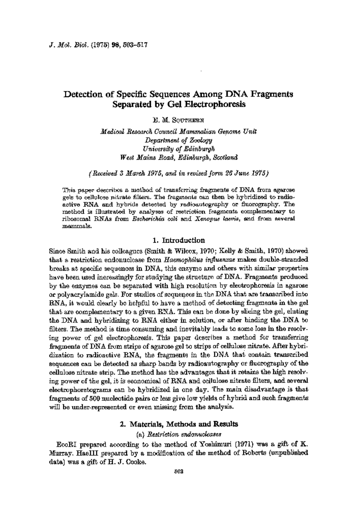 Detection of specific sequences among DNA fragments separated by gel electrophoresis - Studocu