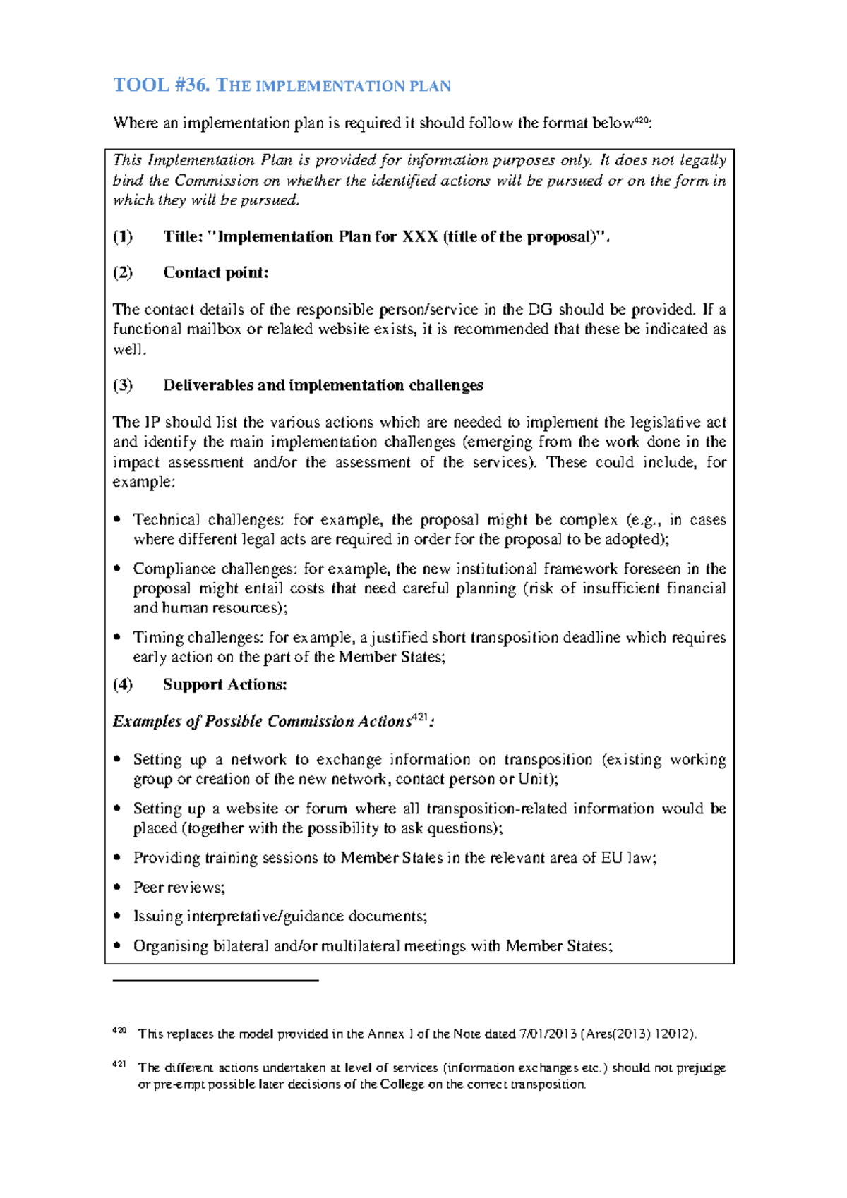 Better-regulation-toolbox-36 en 0 - TOOL #36. THE IMPLEMENTATION PLAN ...
