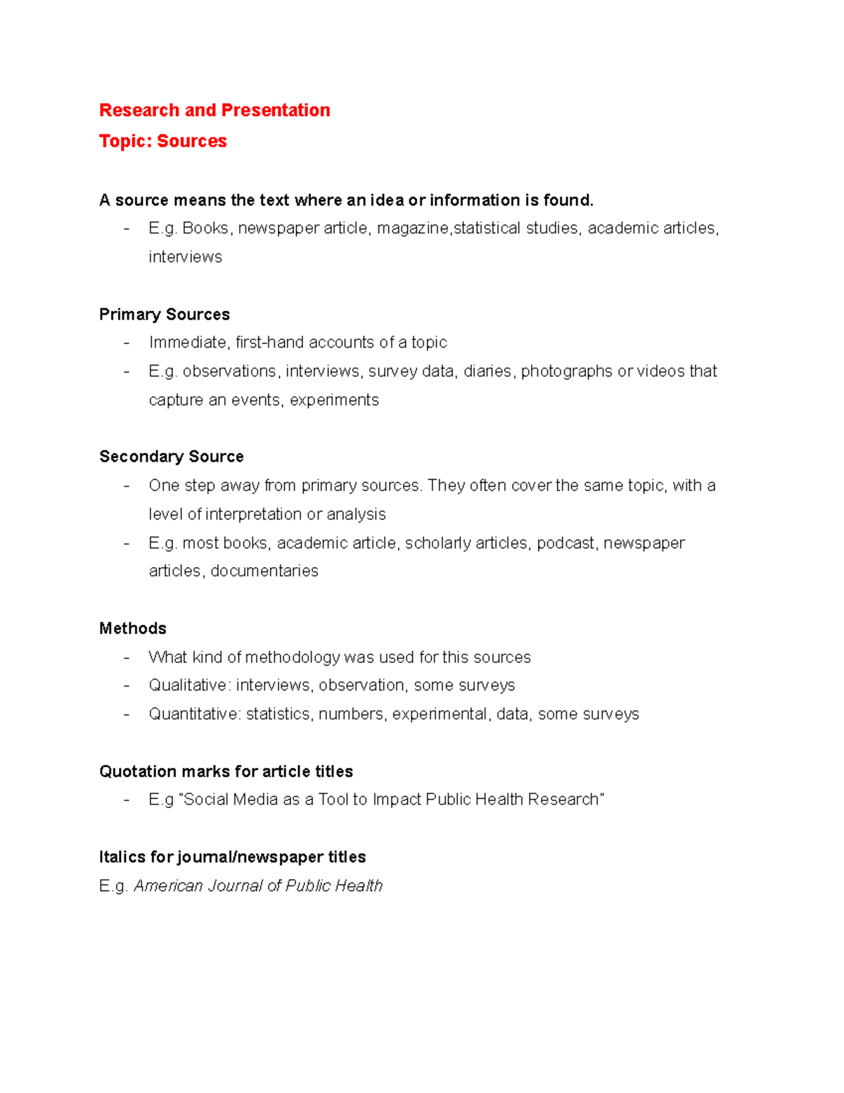 Research and Presentation Sources - Research and Presentation Topic ...