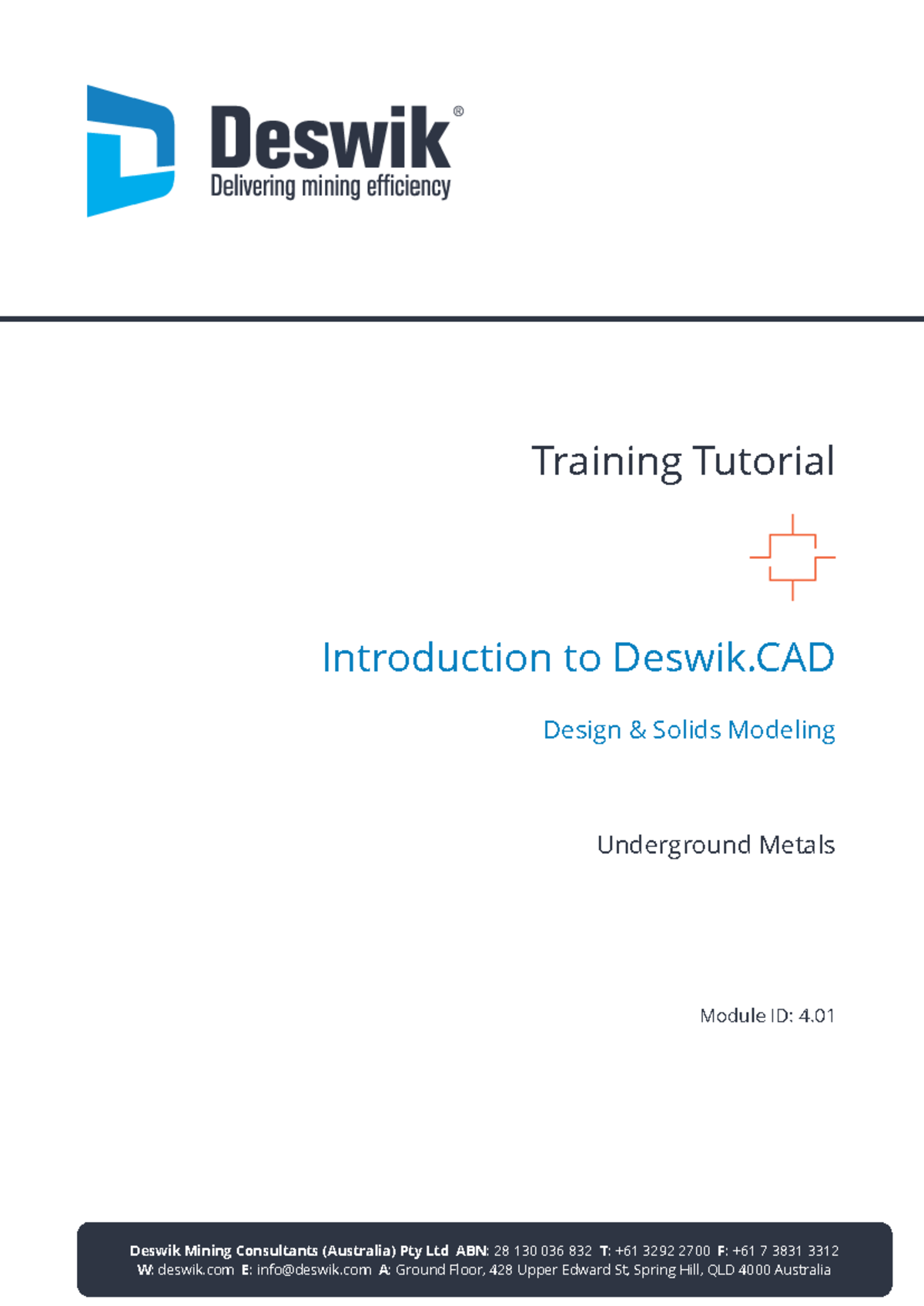 1.- Training Tutorial Deswik CAD - Deswik Mining Consultants (Australia ...