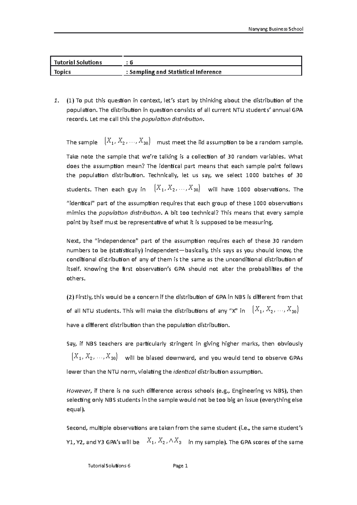 Solutions week 6 - 66666666666666666666 - Tutorial Solutions : 6 Topics ...