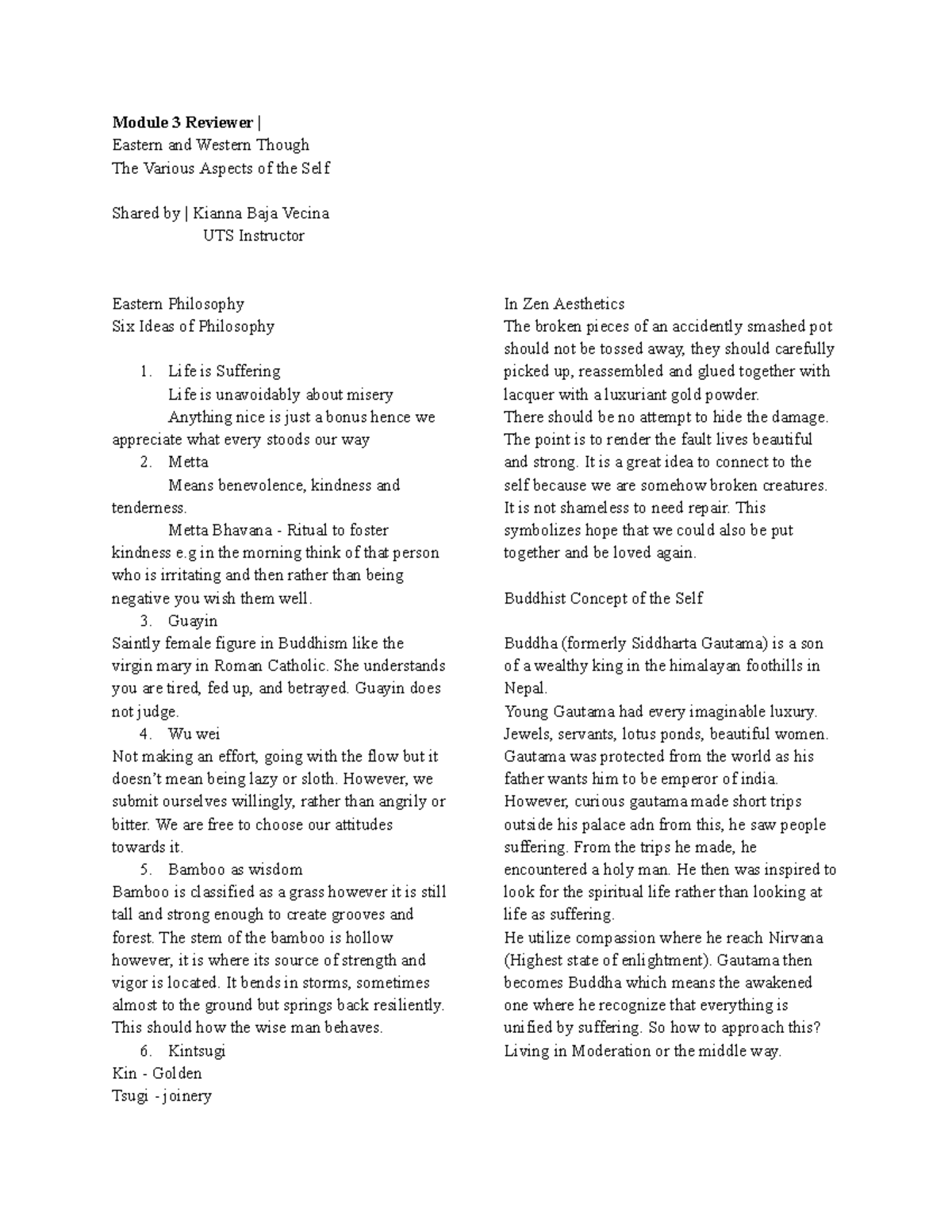 Reviewer Module 3 Eastern and Western Thought - Module 3 Reviewer | Eastern and Western Though ...