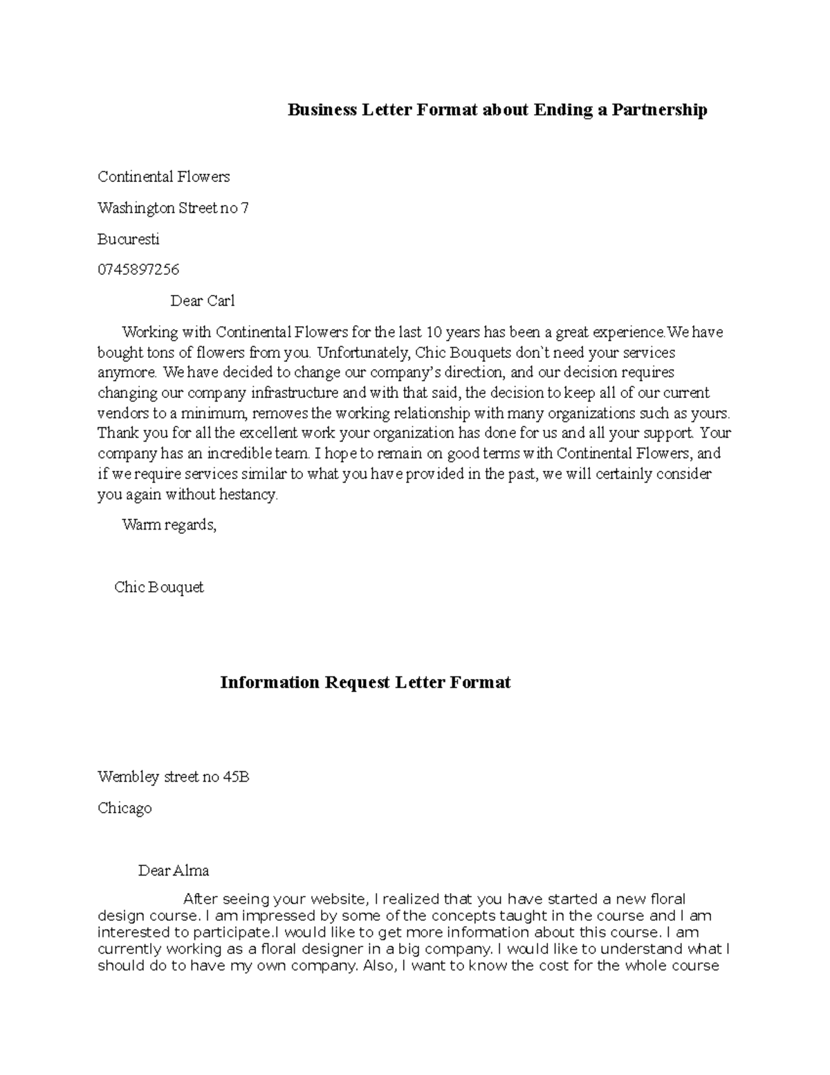 Formal Business letter - Engleza English - ASE Bucuresti - StuDocu