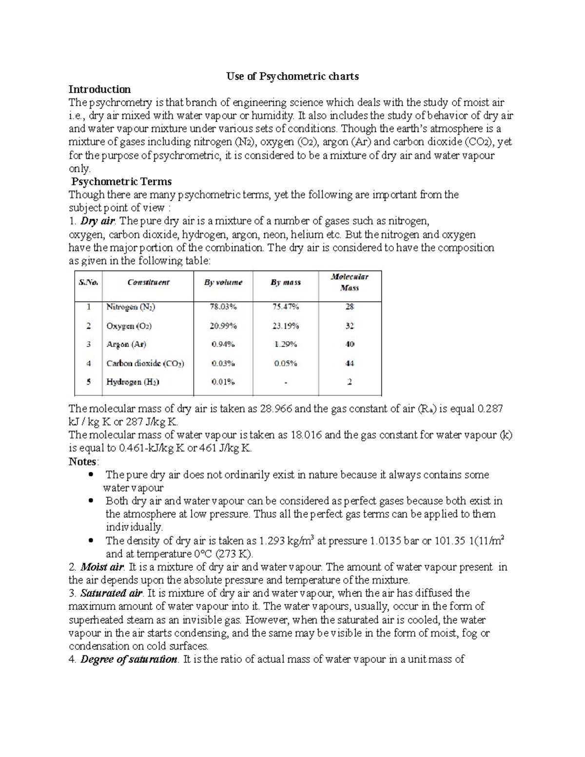 NOTE ON Psycometry - Use of Psychometric charts Introduction The ...