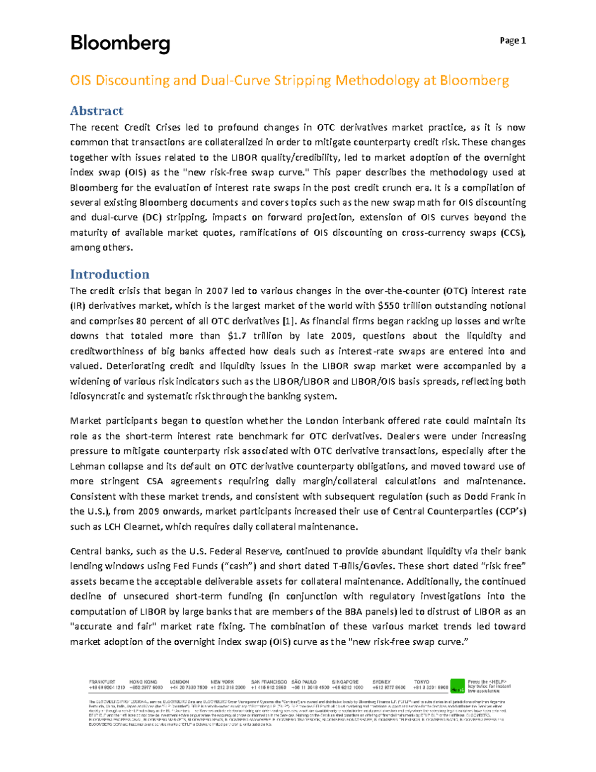 325253917 Bbg Ois Methodology - OIS Discounting and Dual-Curve ...