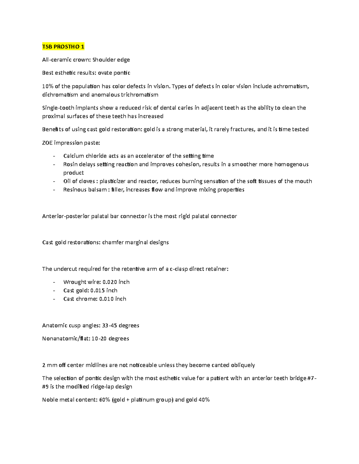 TSB Prostho - TSB notes - TSB PROSTHO 1 All-ceramic crown: Shoulder ...