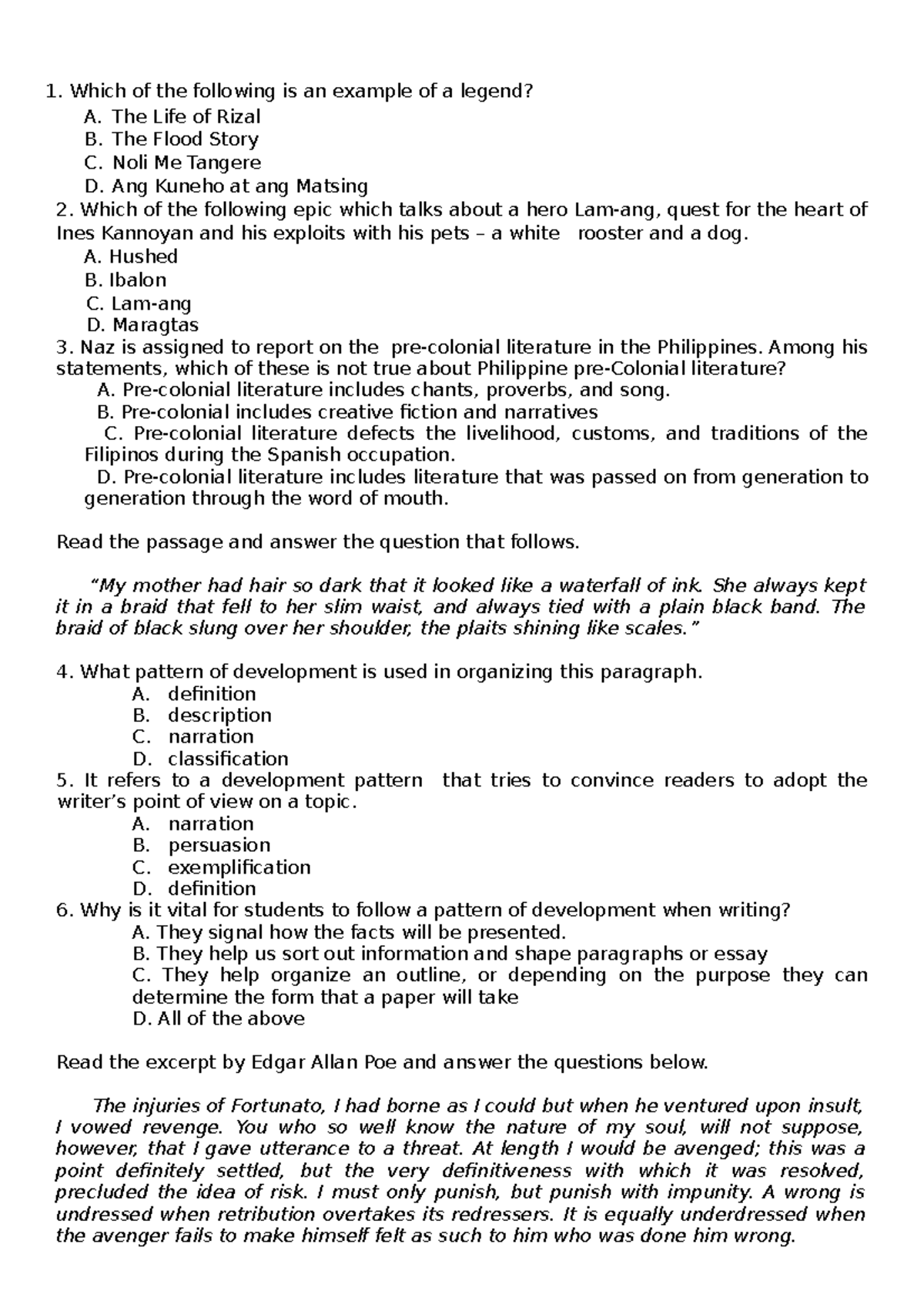 Creative non moc test - reviewer - Which of the following is an example ...