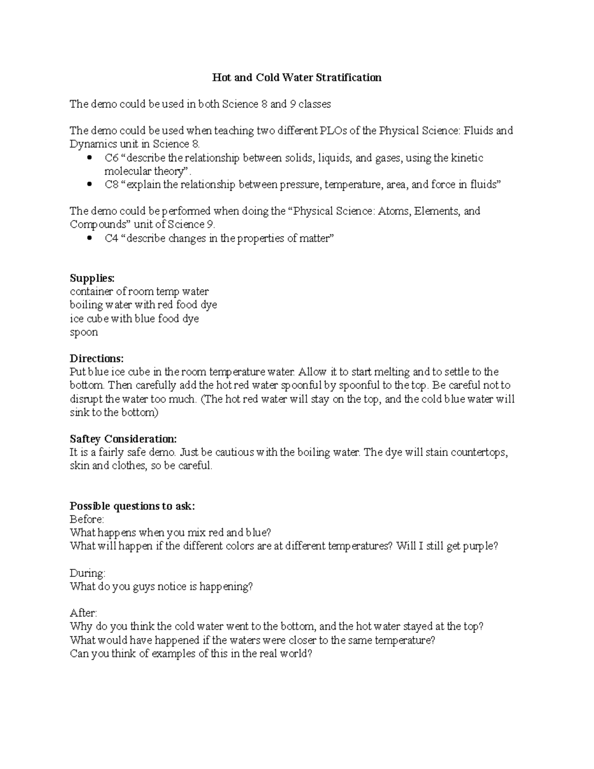 Hot-cold water demo - Proven Demonstrations - Hot and Cold Water ...