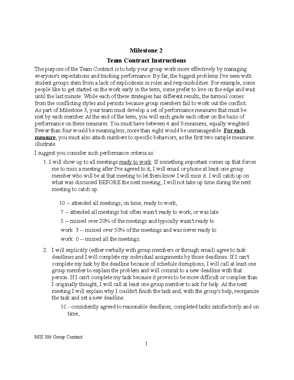 Milestone 2 - answers for test and project - Milestone 2 Team Contract ...
