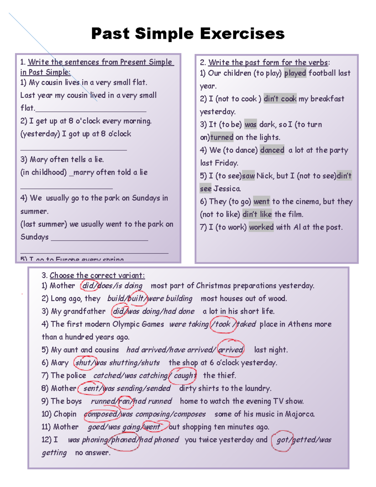 Past-simple-1 - Helpful - Write the sentences from Present Simple in ...