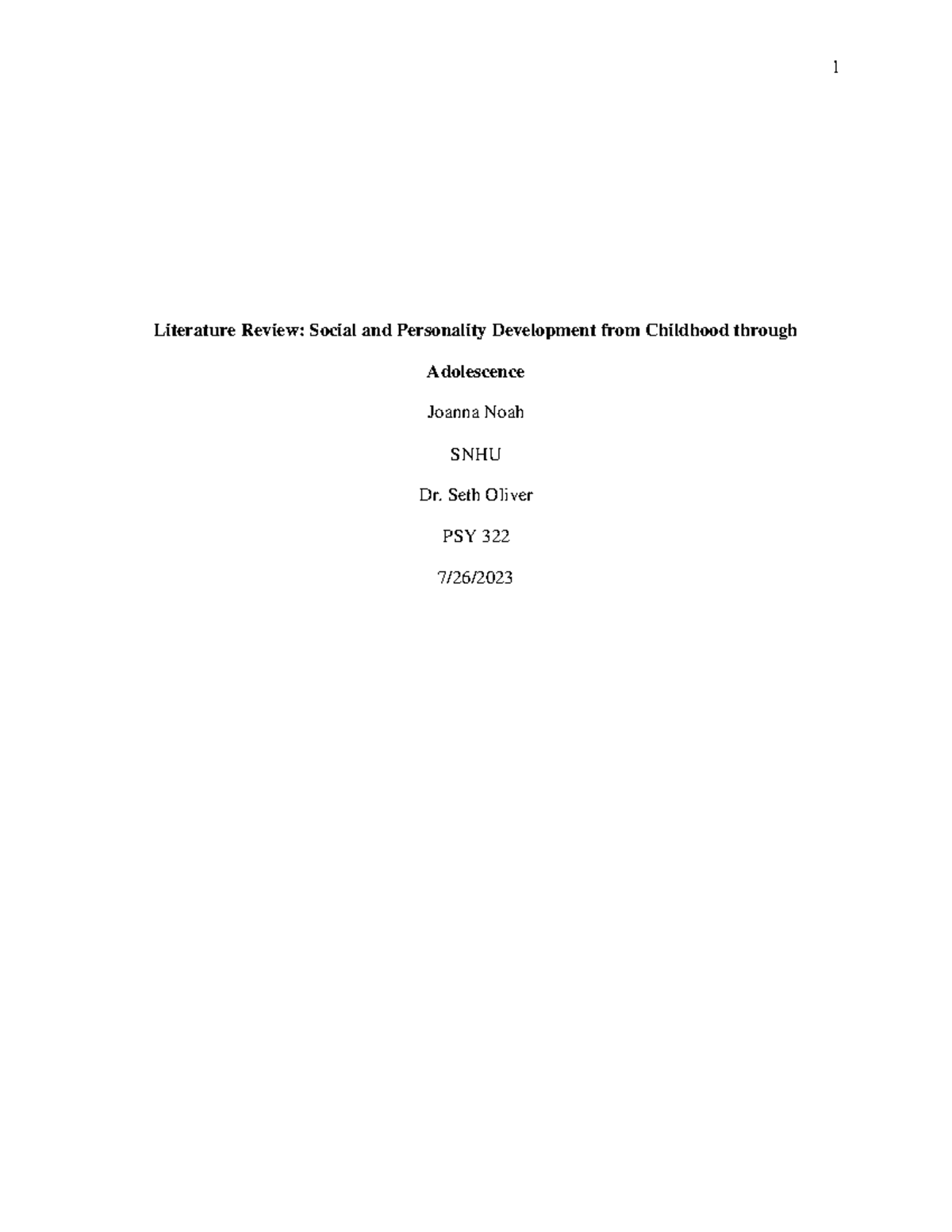 Social and personality development from childhood through adolescence ...