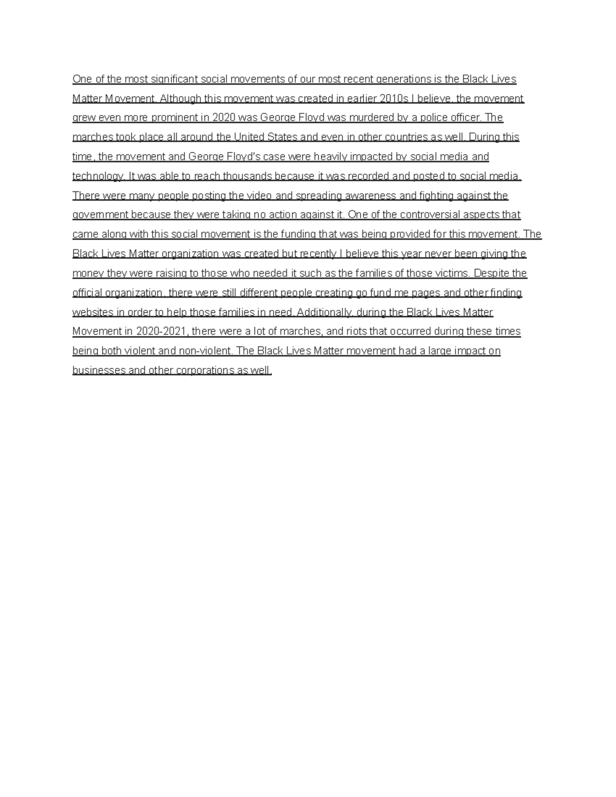 50 - discussion board - One of the most significant social movements of ...