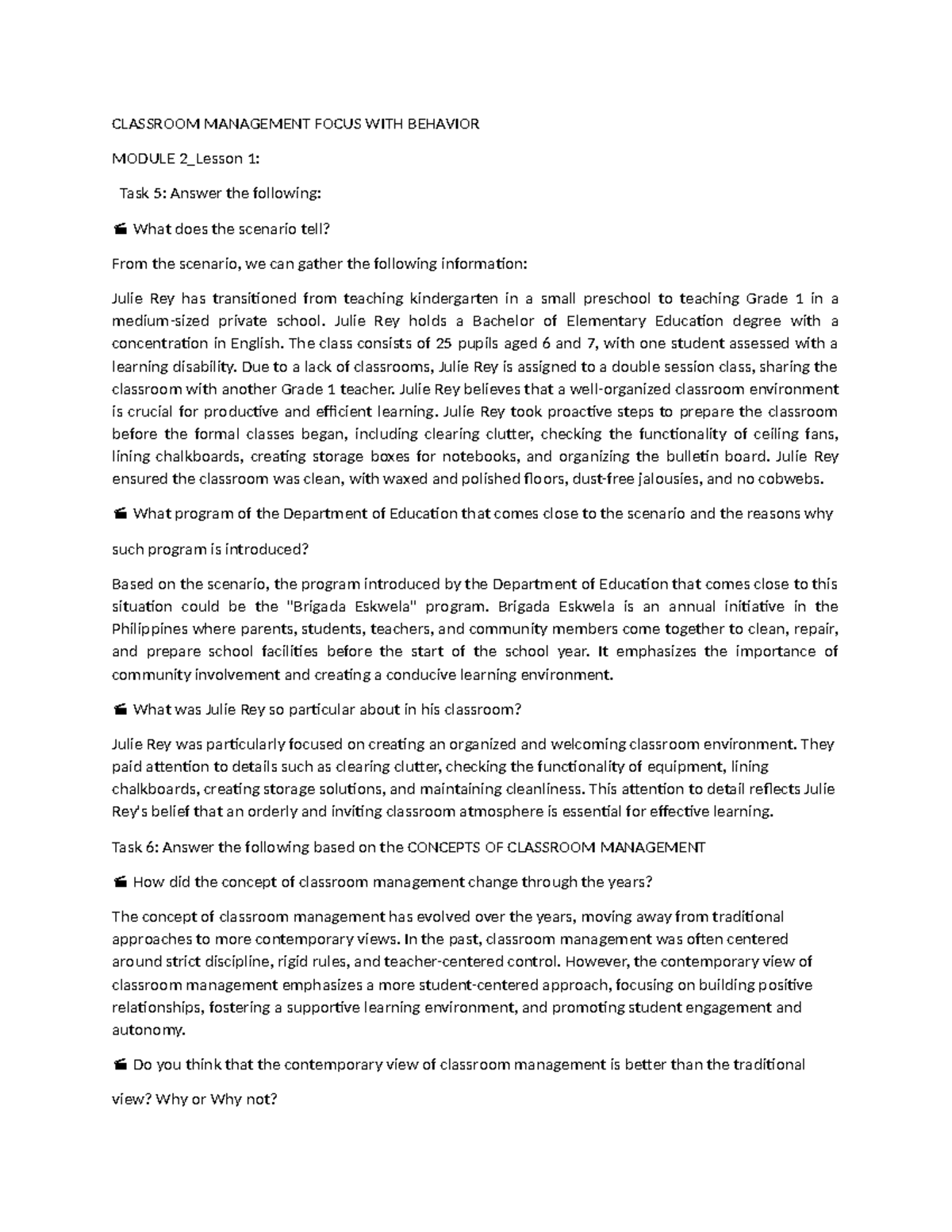 Classroom Management Focus WITH Behavior - CLASSROOM MANAGEMENT FOCUS ...