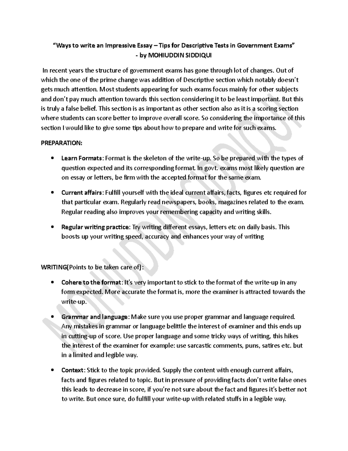 Ways to write an Impressive Essay - Out of which the one of the prime ...
