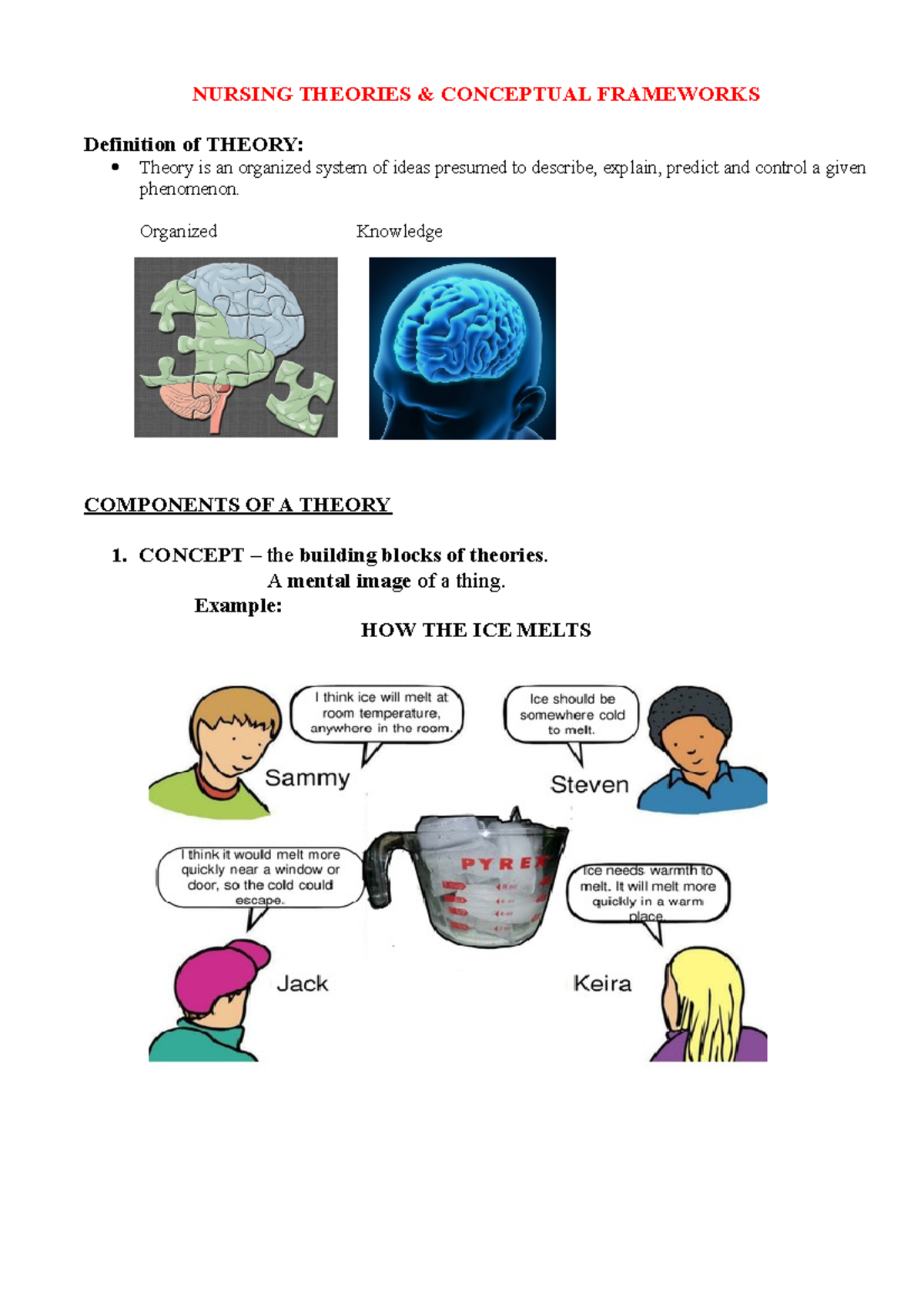 Nursing Theories - Lecture notes 3 - NURSING THEORIES & CONCEPTUAL ...